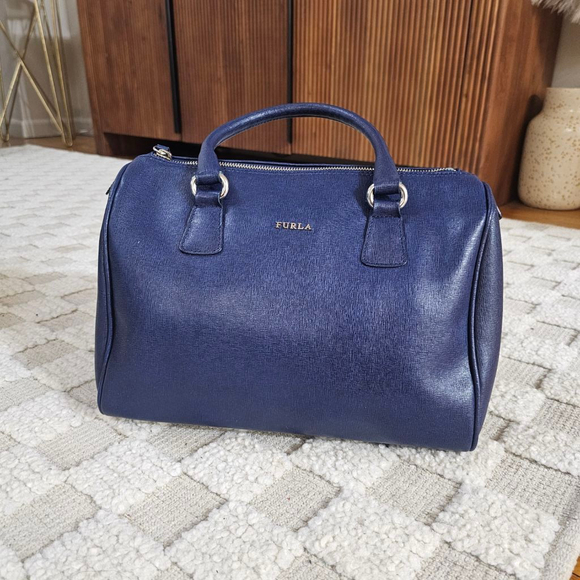 Furla | Bags | Furla Womens Handbag Leather Satchel Bag Blue Made Italy ...